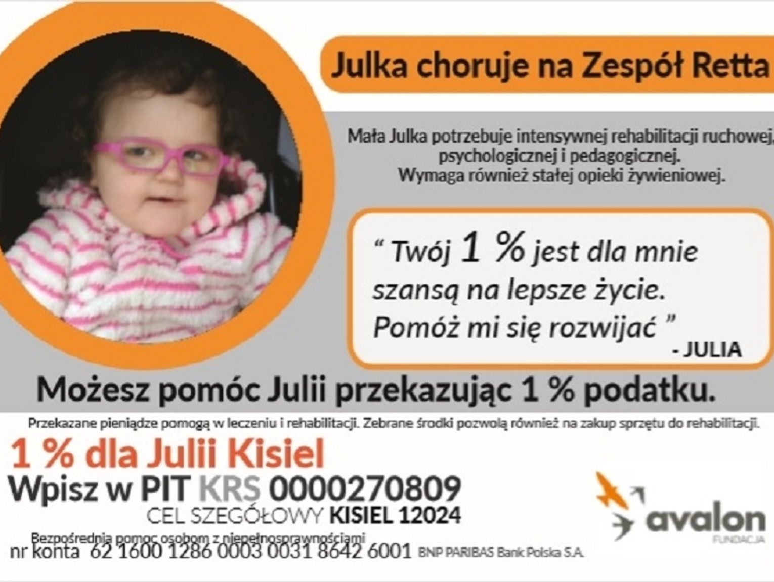 Julka choruje na Zespół Retta